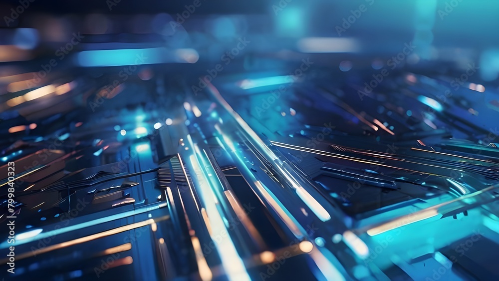 An abstract background featuring stylized waveforms rendered in a cool ...