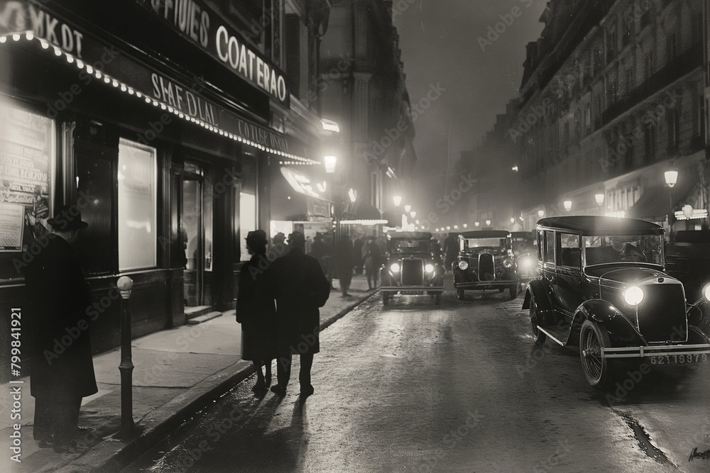 A black and white photo that looks like it was taken on a European ...