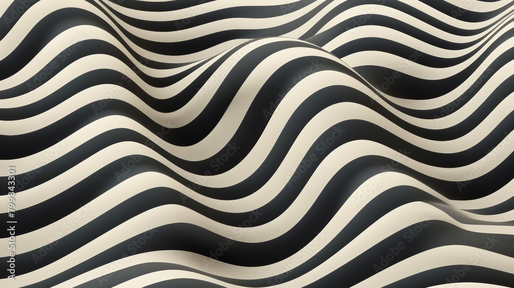 Optical illusion wave patterns creating a 3D effect on a flat surface ...