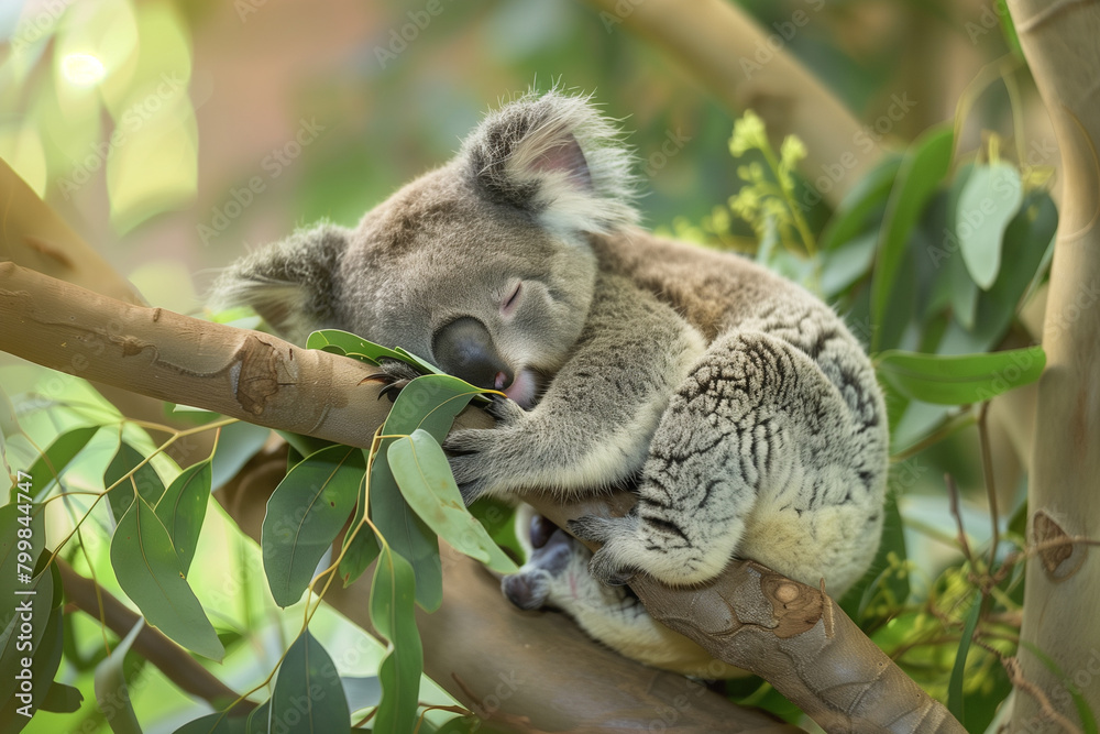 The epitome of cuteness as a baby koala enjoys a nap amidst the ...