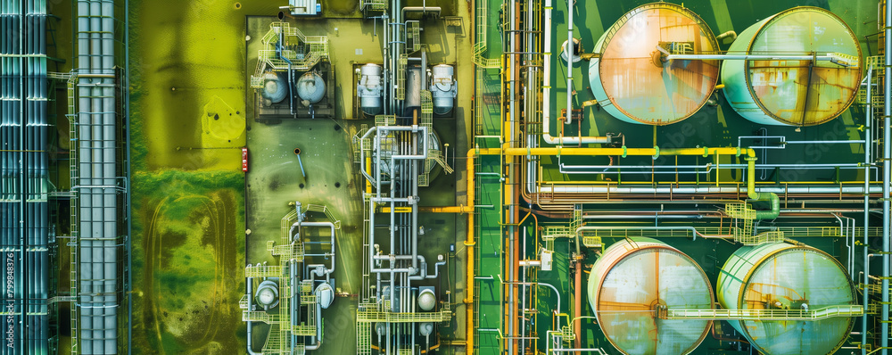 Industrial Ethanol Production Piping in Green Tinted Processing Plant ...