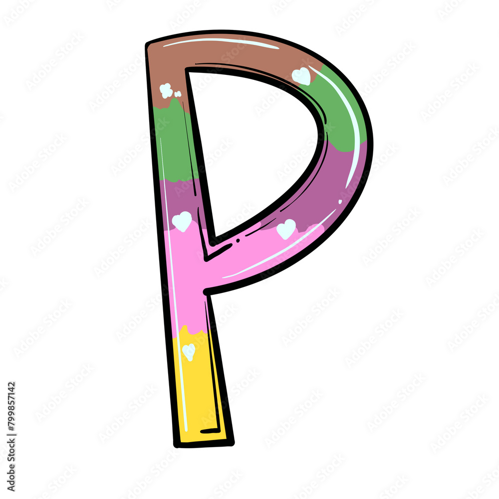 Letter P Colorful Scripted handwriting font styled graphic design PNG ...