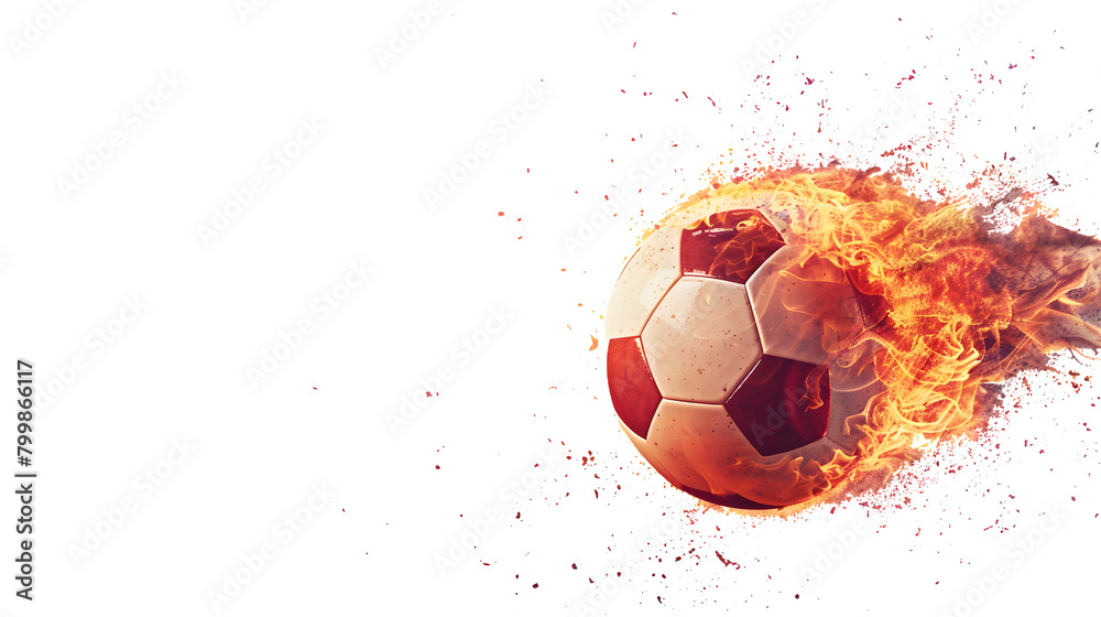 football ball on fire isolated on transparent background with copy ...
