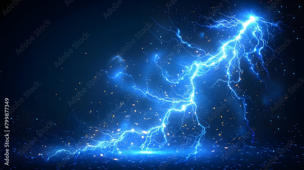 Ethereal Blue Lightning Bolt in Starry Space, An ethereal blue ...