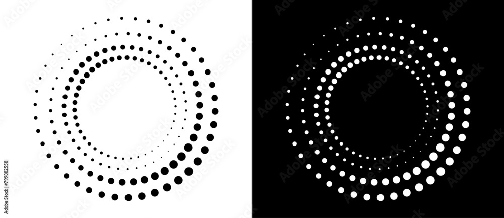 Modern abstract background. Halftone dots in circle form. Round logo ...