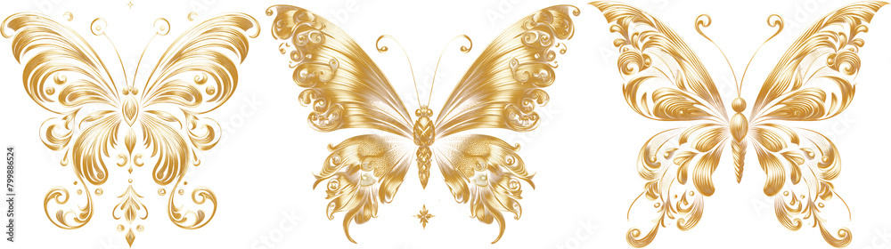 gold butterfly luxury clipart, golden butterfly line art png Stock ...