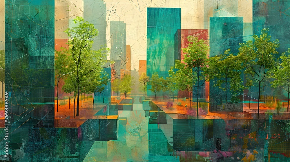 urban garden, colorful plants,modern landscaping,cityscape,vibrant ...