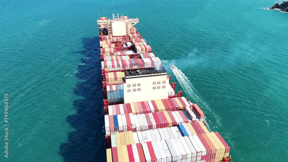 stern view Cargo Container ship the ocean ship carrying container and ...