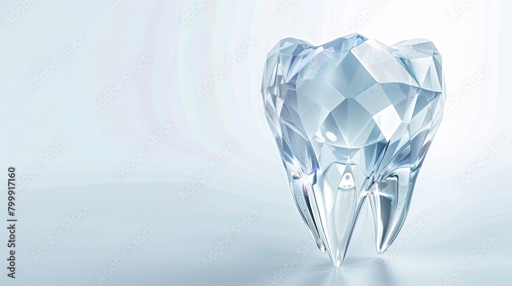 High-quality image of a blue crystal tooth, set against a soft blue ...