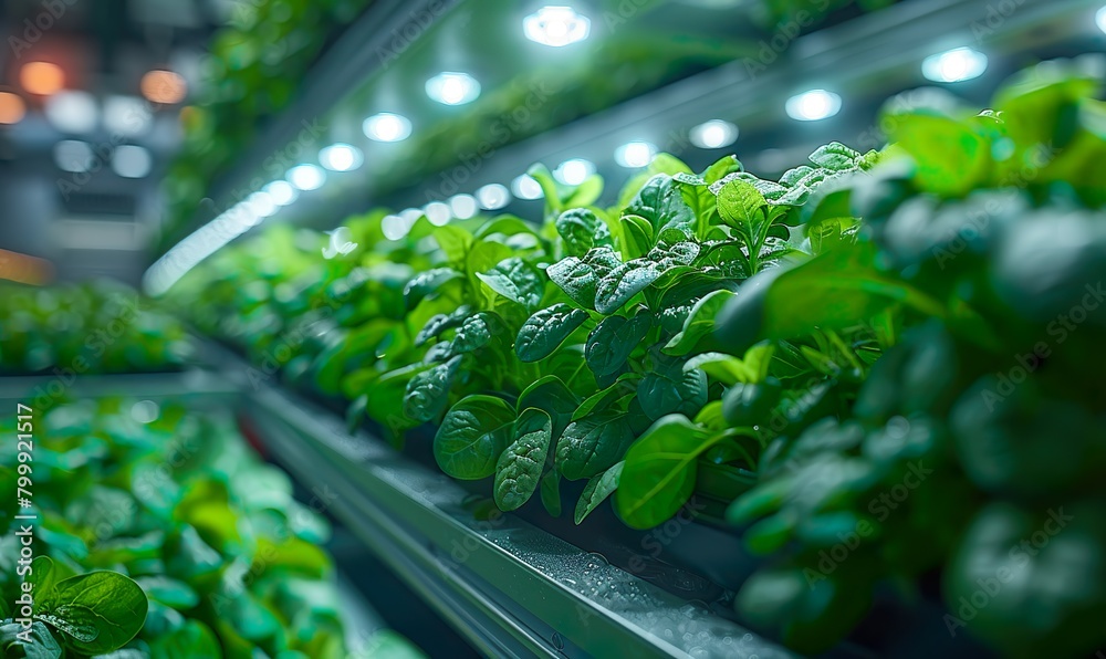 Modern vertical farms that specialize in mass-producing vegetables in a ...