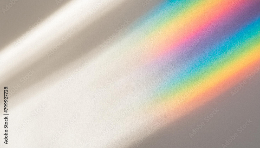 Abstract rainbow rays of light shadow overlay effect from sunlight on a ...