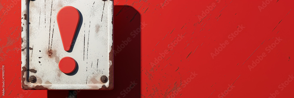 Red background with a worn-out exclamation sign that conveys alertness ...
