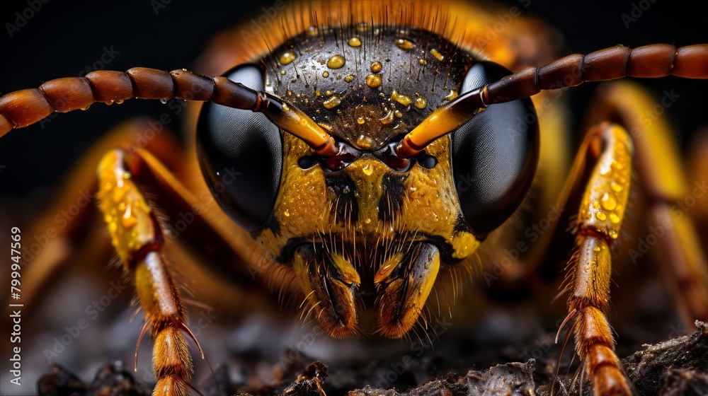 Ultra close-up image highlighting the detailed facial structure of a ...