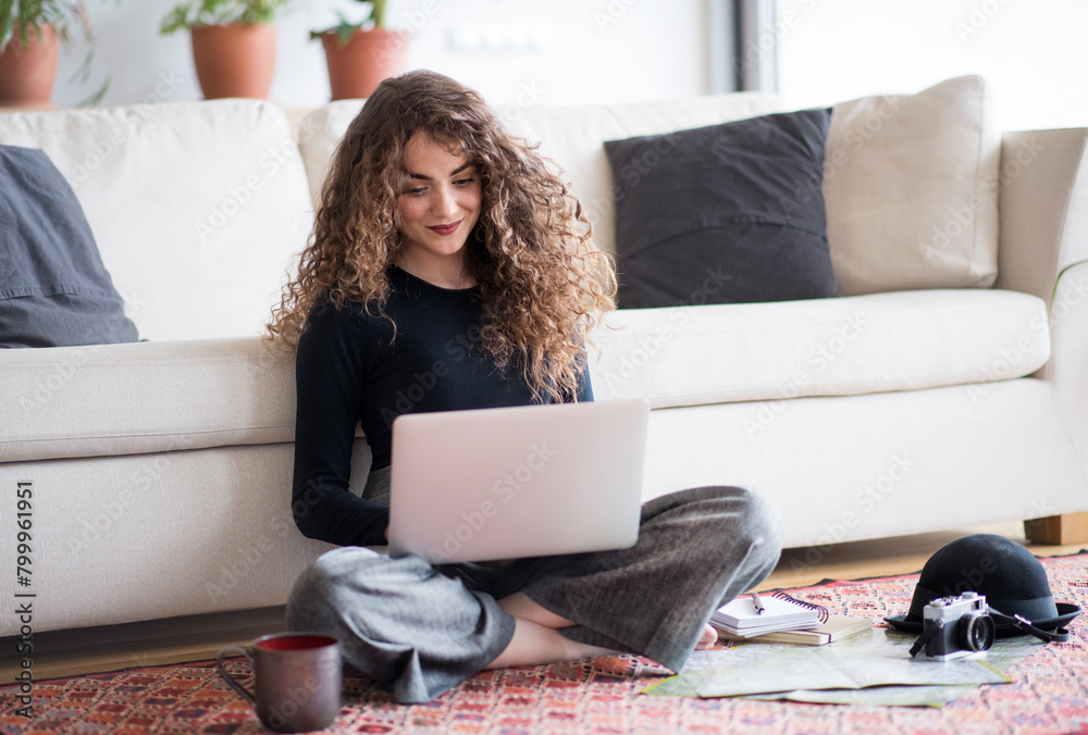 Beautiful woman planning summer vacation abroad, going on trip alone ...