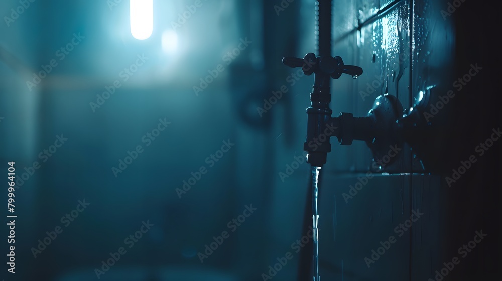 The steady drip of water from a leaky faucet, resonating in the silence ...