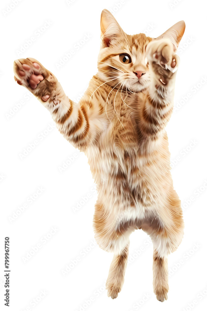 Cat jumping with funny expression on transparent background. Generative ...