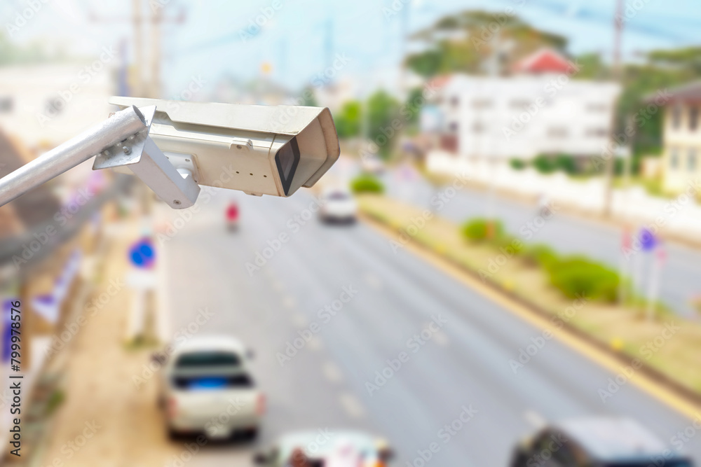 ip cctv camera installed on high metal post to do security system on ...