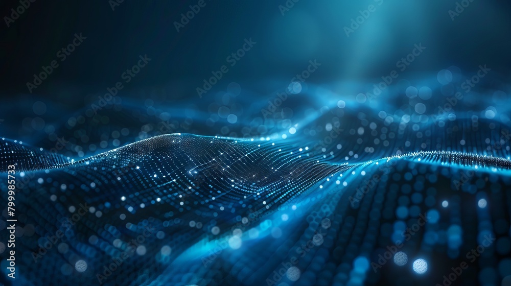 Mesmerizing Dark Blue Abstract Background With Glowing Particle Accents Captivating Vector