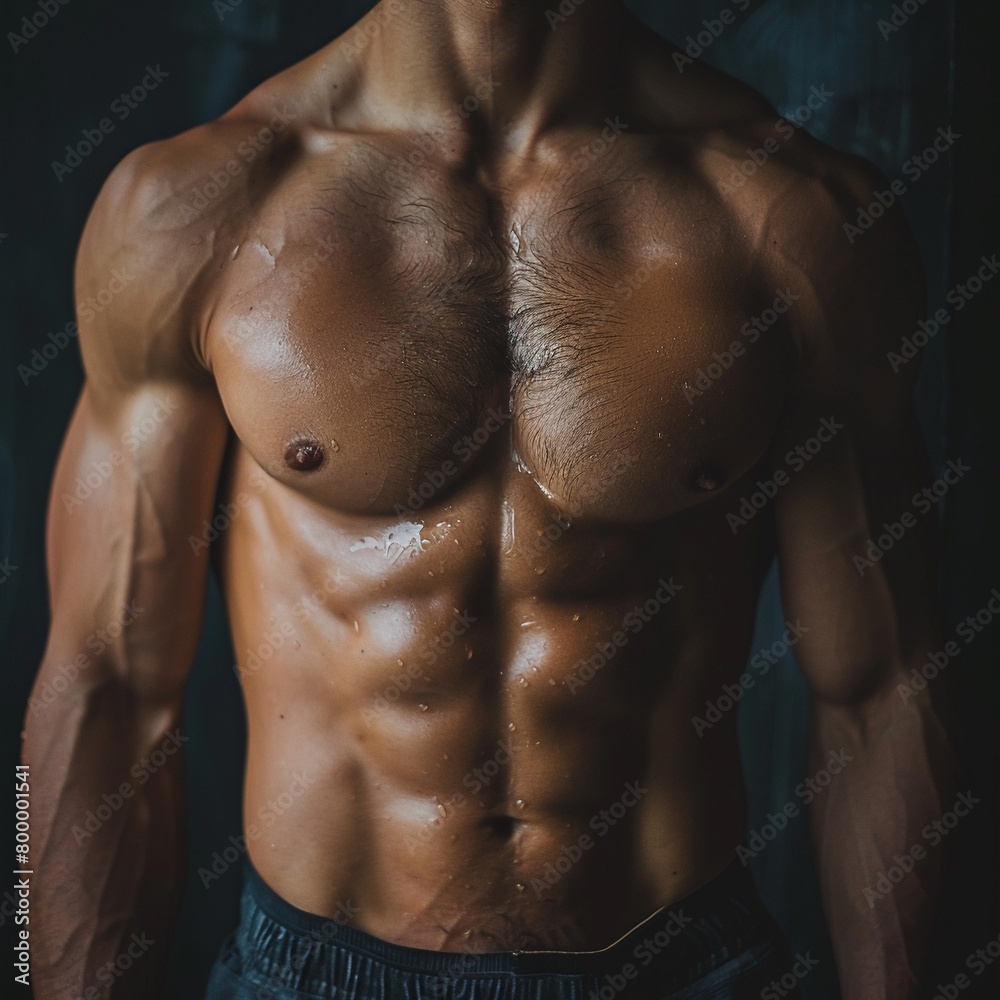 The muscular torso of a young man, a symbol of strength, health, and ...