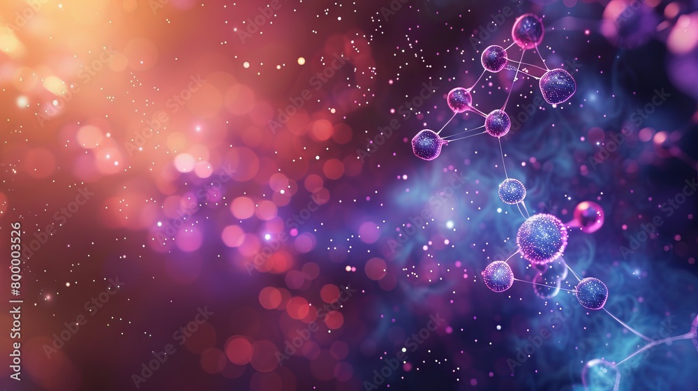 Vibrant science and medical background: abstract molecules and atoms ...