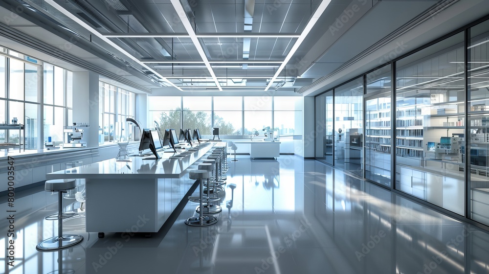 Contemporary science laboratory interior design with futuristic ...
