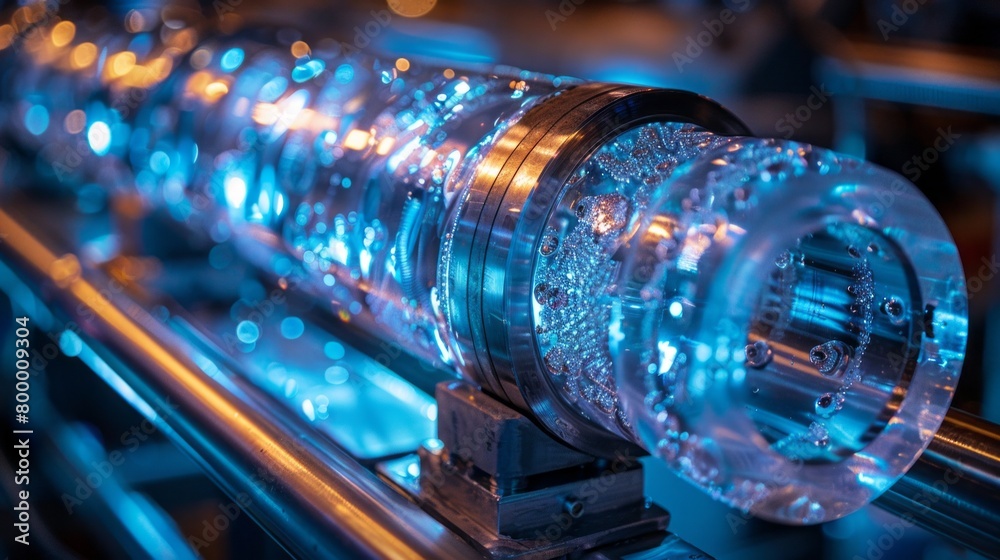 An ice core sample extracted from Antarctica, showing annual layers and ...