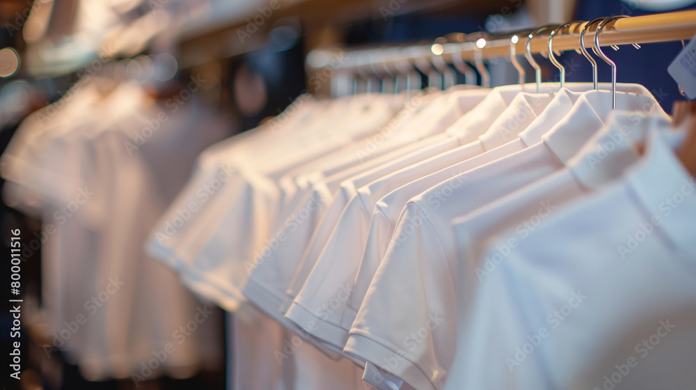 Stack of a lot of folded clothes background. Polo shirt in white color ...