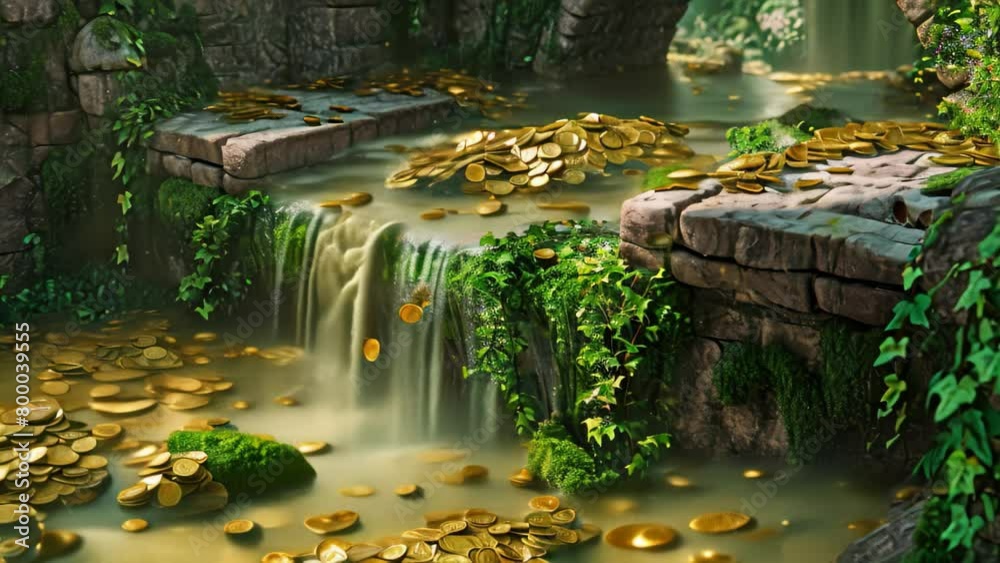 Experience the breathtaking sight of a waterfall glistening with ...