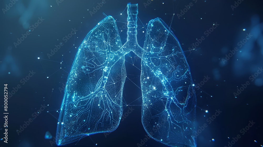 Human lungs depicted through a low poly technology, featuring a ...