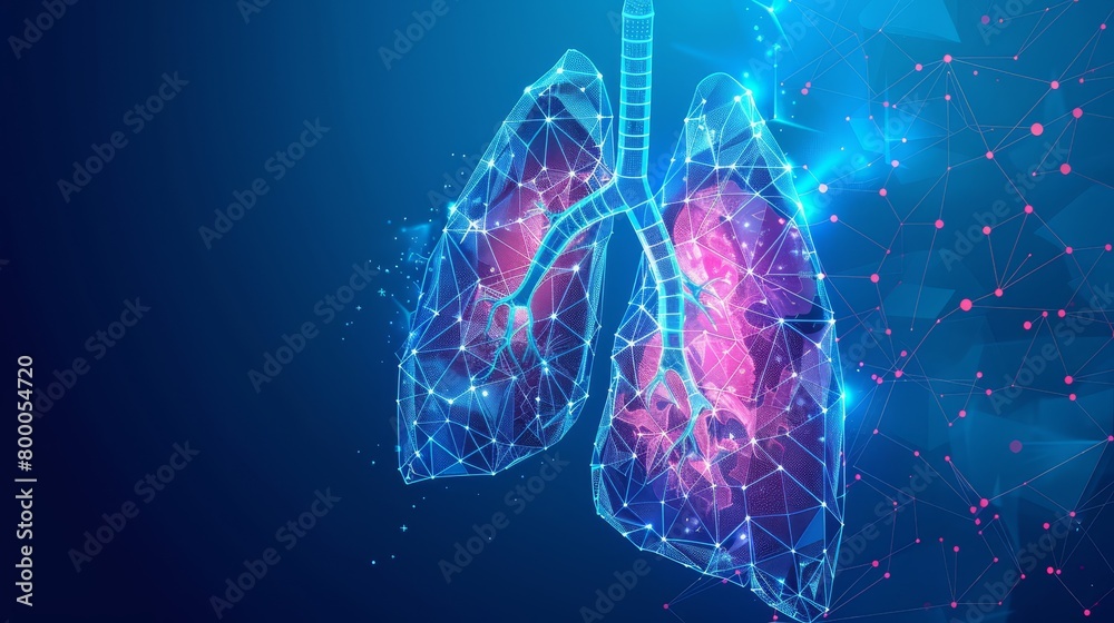 Ilustracja Stock: Human lungs depicted through a low poly technology ...