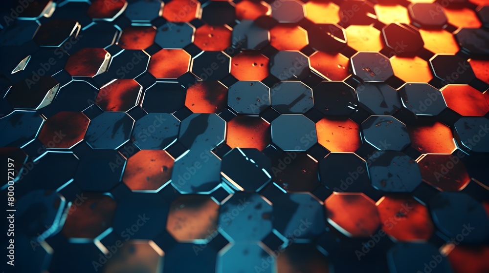 Immerse yourself in the futuristic allure of a digital hexagon abstract backdrop, pulsating with ...