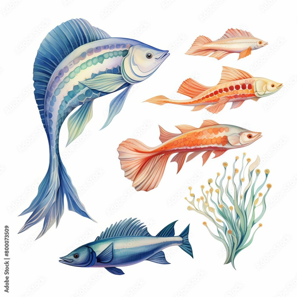 Fins and Tails, Graceful structures of fish and marine mammals Stock ...