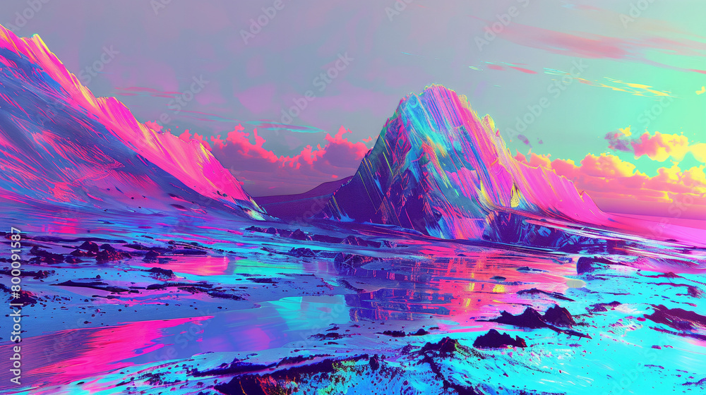 a Distorted Vivid Landscape, playful proportions, unconventional visual ...