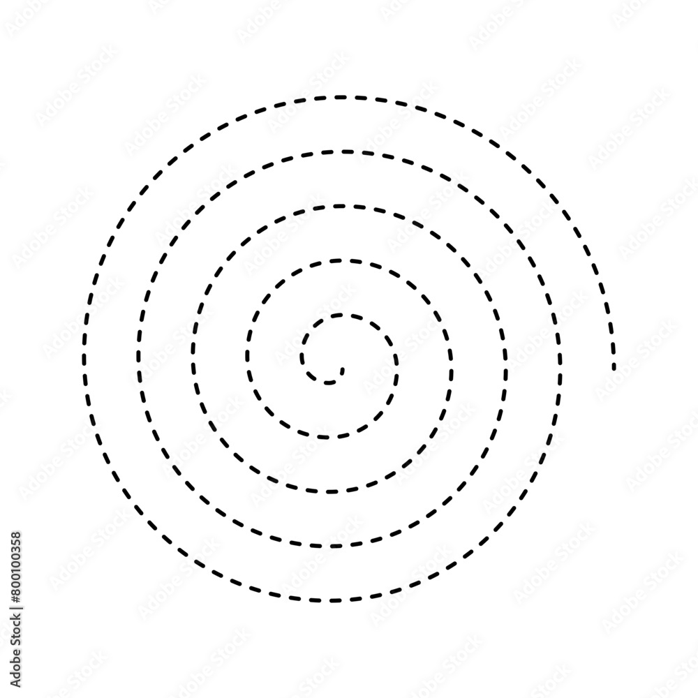 A simple spiral of dashed line isolated on a transparent background ...
