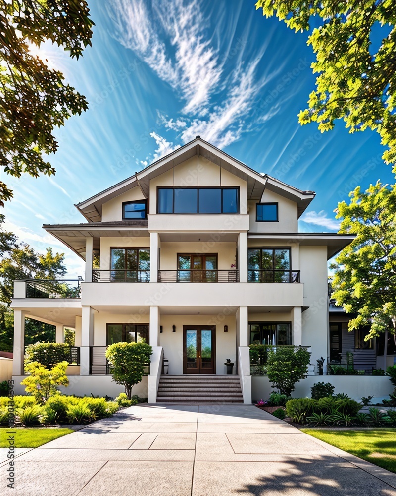 modern house exterior architecture design Stock Illustration | Adobe Stock