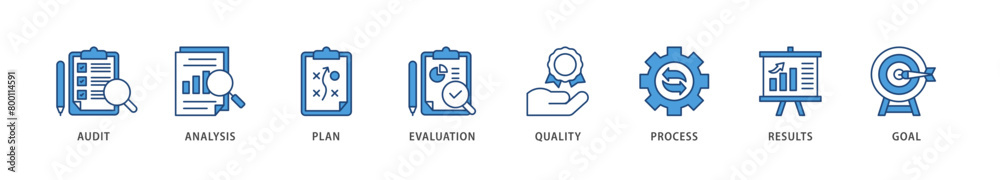 Assessment center icons set collection illustration of audit, analysis ...