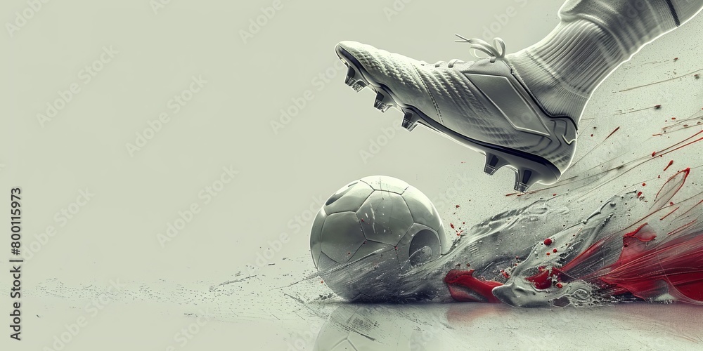 Side view of football boot kicking a soccer ball. Stock Photo | Adobe Stock