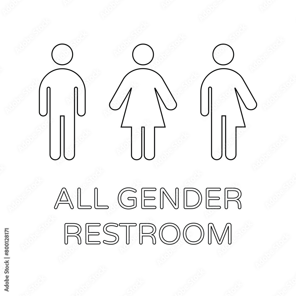 Vetor de All Gender Restroom Outline Sign. Gender Neutral Toilet Icon ...