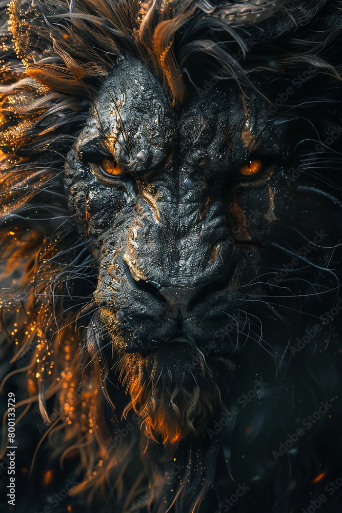 Complex systems hum beneath the skin of a manticore its fierce form ...