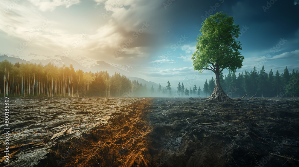 A comparison between deforestation and efforts to reforest trees, plant ...