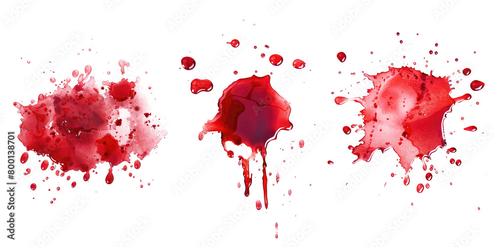set of red blood drop splash isolated on white or transparent Stock ...