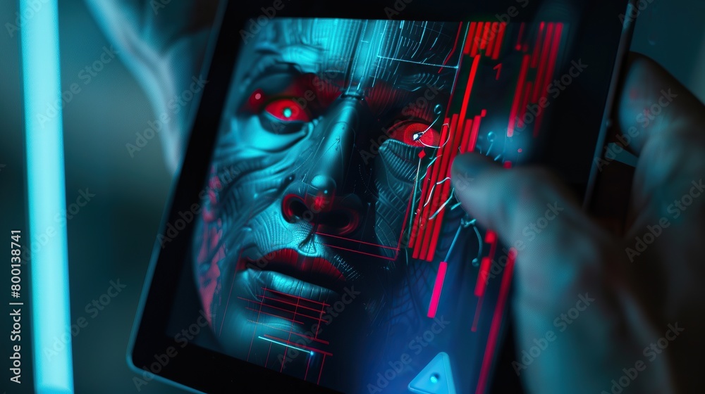 A virtual AI assistant is displayed on the tablet screen. The concept ...