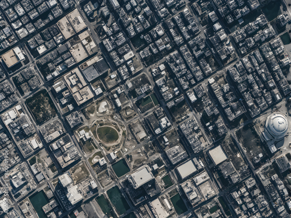 Aerial images of urban skyline, urban scenery, satellite captured ...