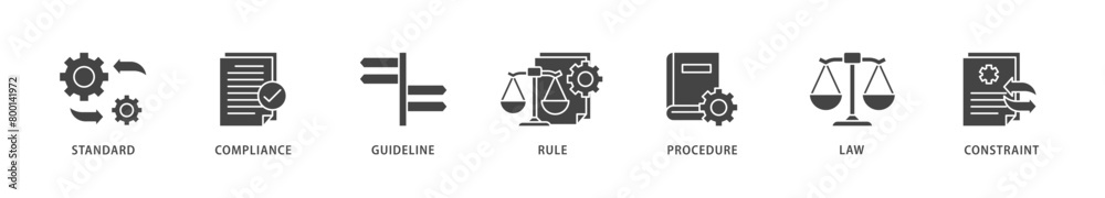 Regulation icons set collection illustration of standard, compliance ...