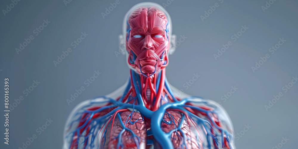 Vascular systems in human body Human heart with circulatory system on a ...