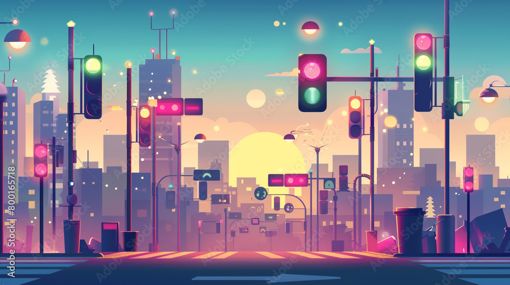 smart city landscape with IoT sensors embedded in infrastructure such ...