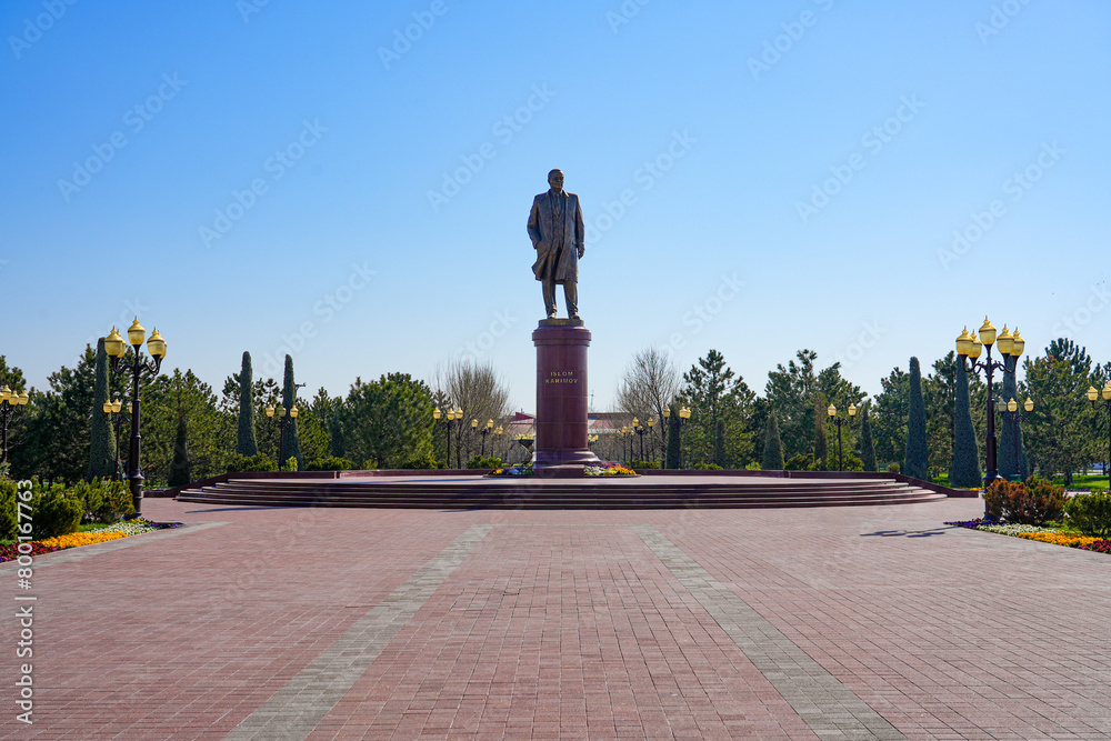 Statue of Islam Karimov, the former president of the Uzbek Soviet ...