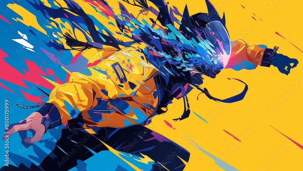 Anime character with a demon mask on his face wearing a yellow jacket ...