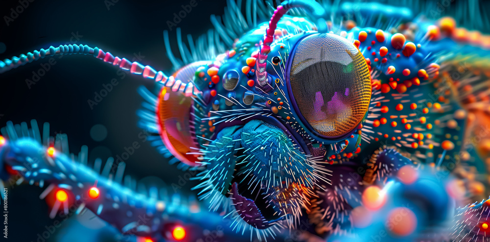 Colorful Exotic Fly Close Up, Extreme Sharp Detailed Macro. Animal ...