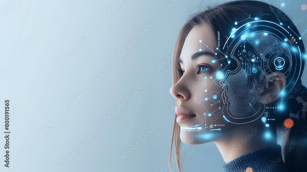 ai robot, chat get concept. Artificial intelligence in humanoid head ...